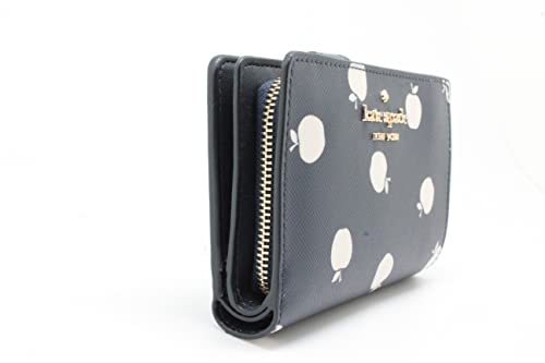Kate Spade Staci Medium White Apple Compartment Bifold Wallet Blazer Blue Multi