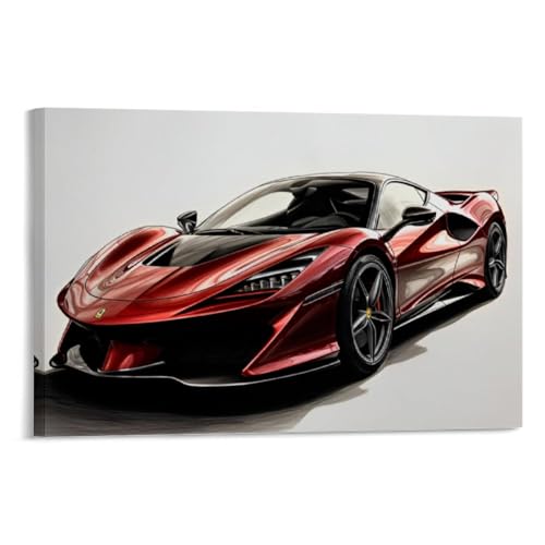 Car Poster Ferrari F40 Supercar Posters Racing Car Canvas Wall Art For Boy's Bedroom SuperCar Wall Decor Frame-style 30x20inch(75x50cm)