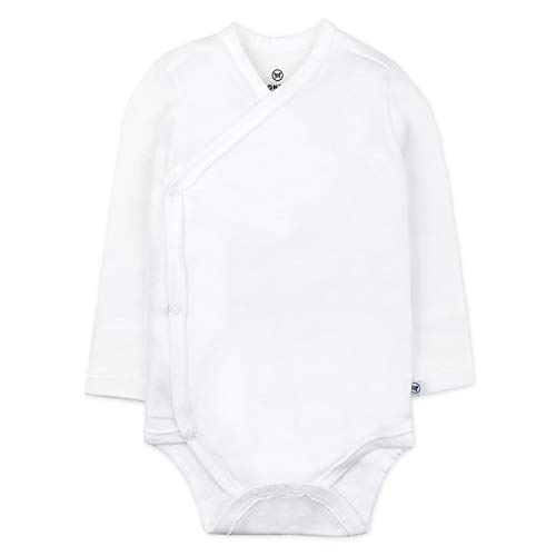 HonestBaby unisex baby 3-pack Organic Cotton Long Sleeve Side-snap Kimono Bodysuits and Toddler T Shirt Set, Bright White, 0-3 Months US