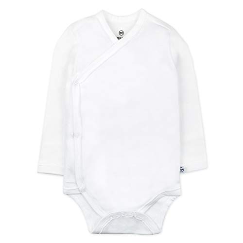 HonestBaby unisex baby 3-pack Organic Cotton Long Sleeve Side-snap Kimono Bodysuits and Toddler T Shirt Set, Bright White, 0-3 Months US