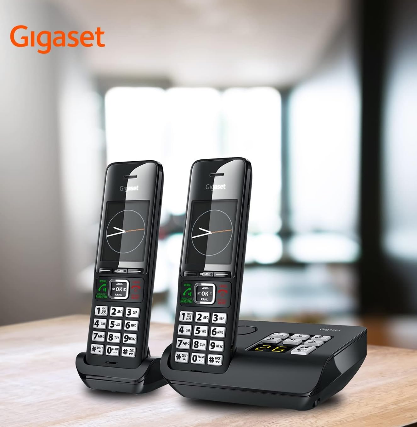 Gigaset Comfort 552A Duo - 2 Cordless Phones - Answering Machine - Made in Germany - Elegant Design - Hands-Free Mode - Comfort Call Protection - Big Phone Book, Titanium-Black