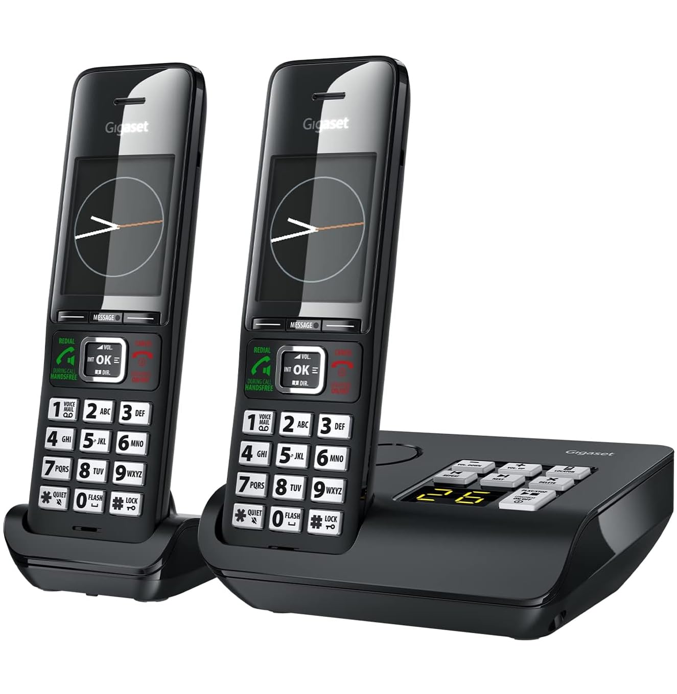 Gigaset Comfort 552A Duo - 2 Cordless Phones - Answering Machine - Made in Germany - Elegant Design - Hands-Free Mode - Comfort Call Protection - Big Phone Book, Titanium-Black