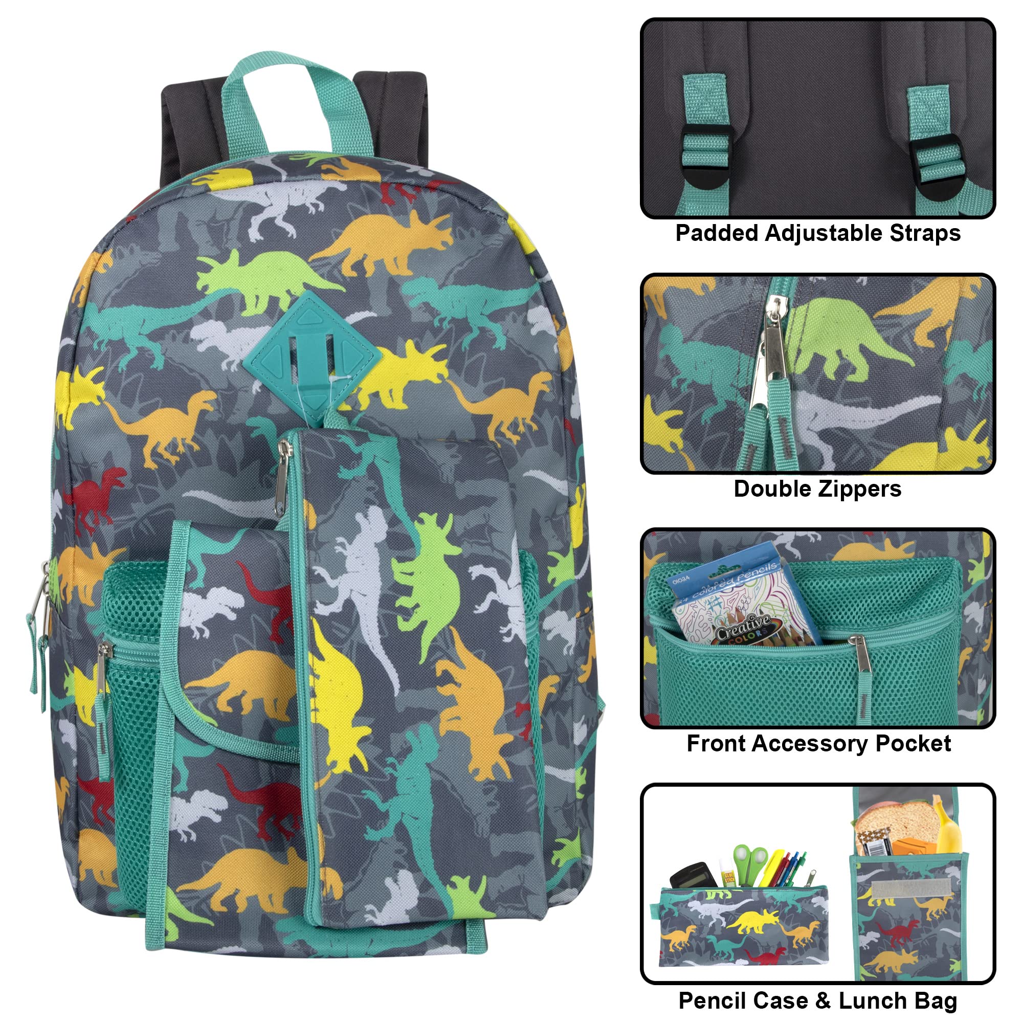 Trail maker Backpack with Lunch Box and Pencil Case for Girls and Boys, 17 Inch Backpacks for Kids for School (Colorful Clouds)
