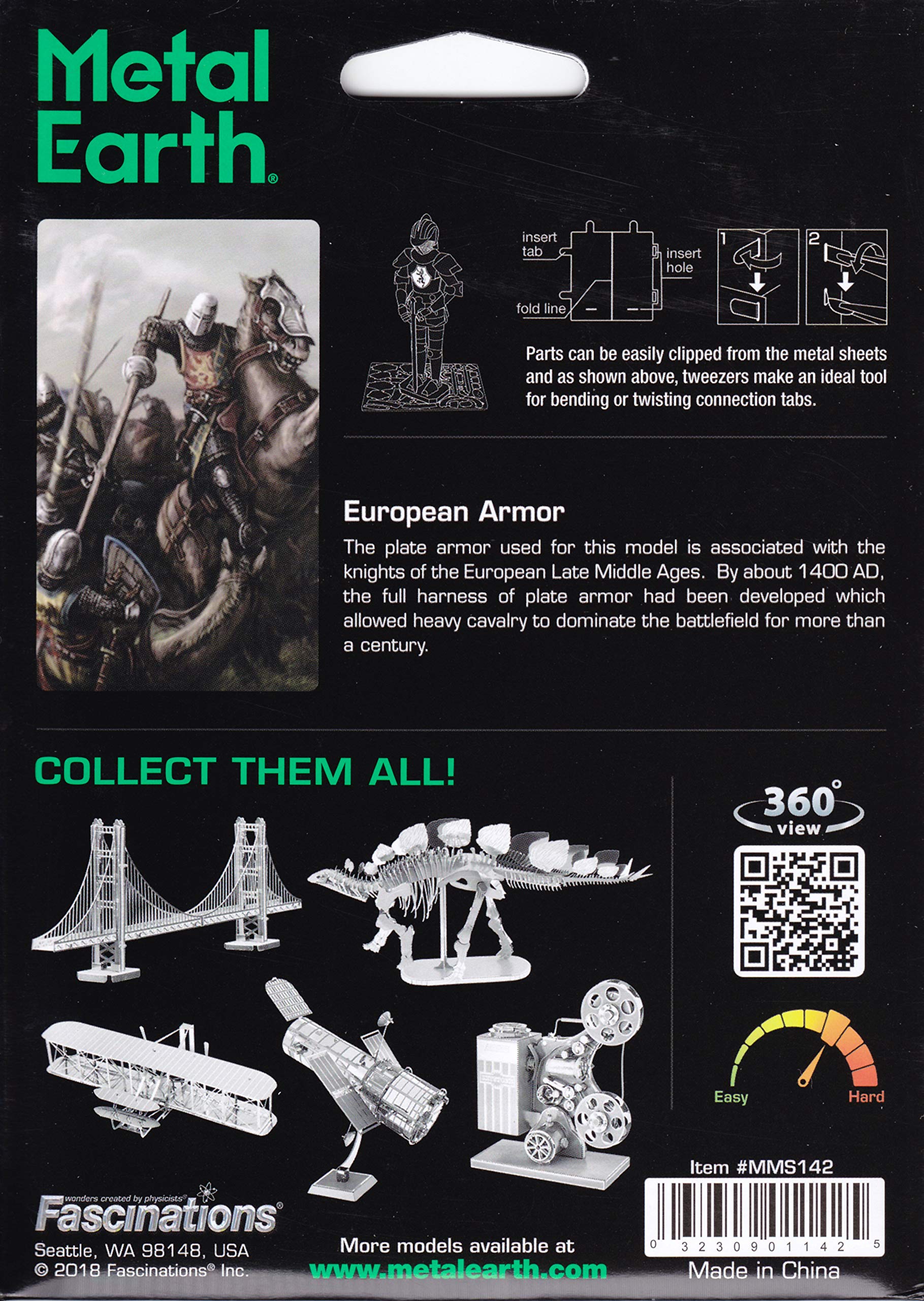 Fascinations Metal Earth European Knight Armor 3D Metal Model Kit