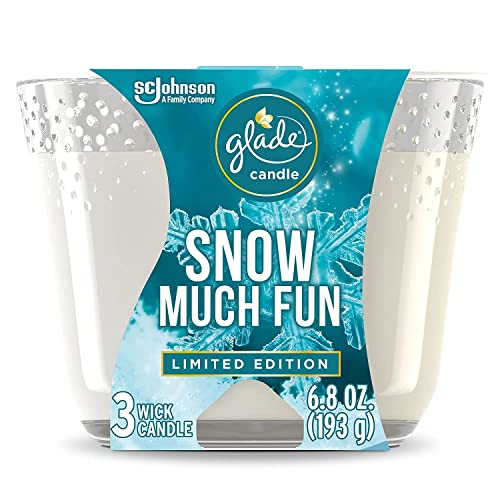 Glade Candle, Fragrance Candle Infused with Essential Oils, Air Freshener Candle, 3-Wick Candle (Snow Much Fun)