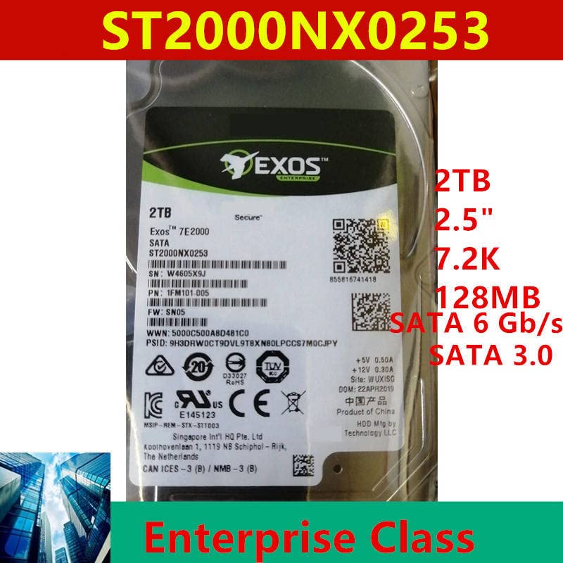 HDD for 2TB 2.5" 7.2K SATA 6 Gb/s 128MB for Internal HDD for Enterprise Class HDD for ST2000NX0253