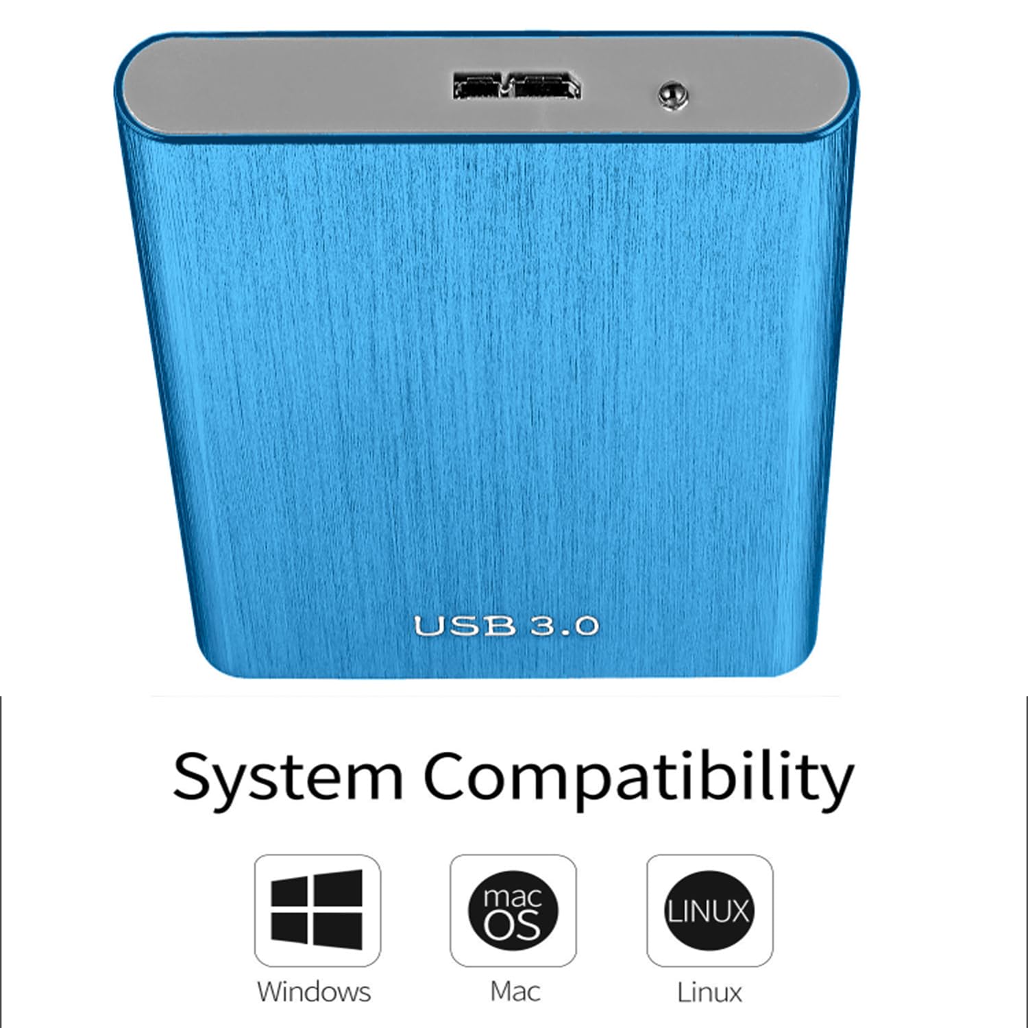 External Portable USB3.1 2TB External Portable Hard Disk for PC, Mac, Desktop,Chromebook(2TB Blue)