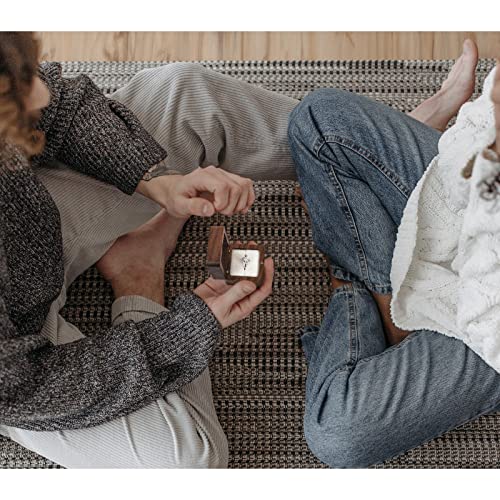 WisePoint Personalized Wooden Ring Box, Mini Engagement Ring Holder Box with Single Slot, Square Wedding Ring Box for Ring, Elegant and Retro Ring Holder Box for Wedding, Ceremony (white)