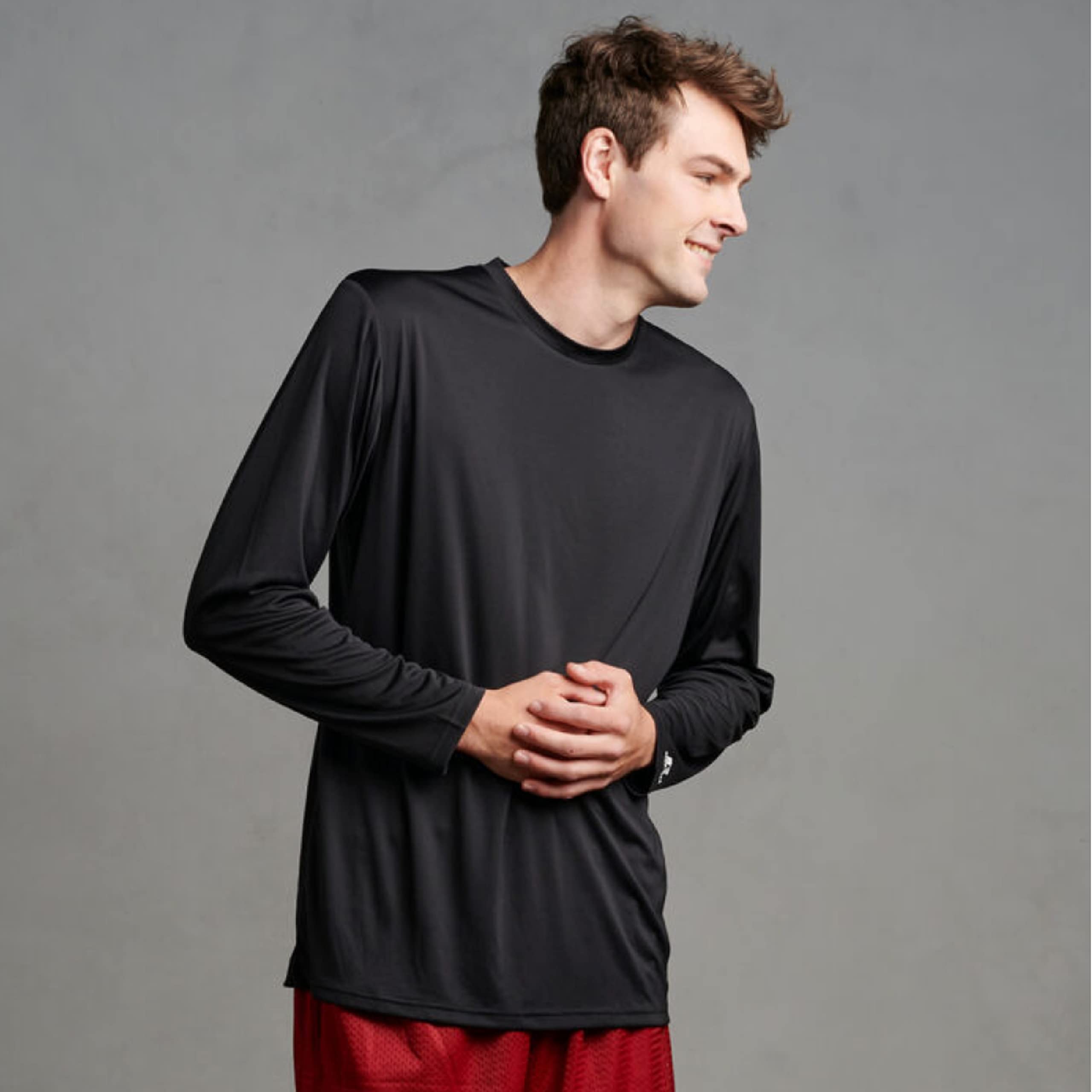 Russell Athletic Men's Long Sleeve Performance Tee, Black, X-Large