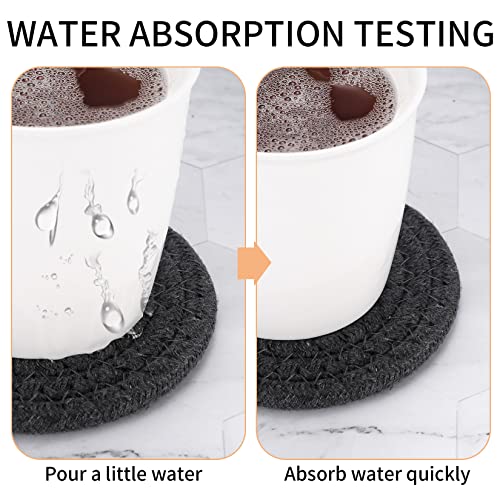 8 Pcs Coasters for Drinks, Absorbent Coasters, Cotton Woven Drink Coasters, Braided Coasters Heat-Resistant for Home Coffee Table Desk Cups Tabletop Protection Coasters