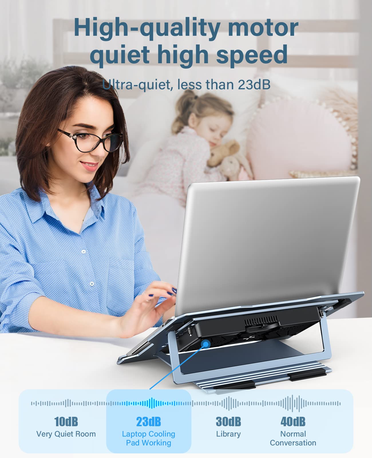 Laptop Stand, FOFOTOSS Adjustable Laptop Cooling Pad, Aluminum Laptop Cooler Stand for Desk, Multi-Angle Stand Compatible with MacBook Air Pro, All Notebooks 10-15.6" 【Semiconductor Refrigeration】