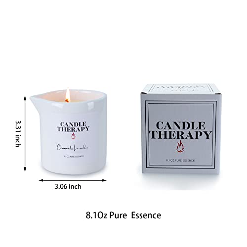 Candle Therapy Massage Oil Candles with Spout, 8.1 oz Natural Moisturizing Lotion Candle for Relaxing Body Candle, Low Temp Massaging Candle (Lavender Chamomile)