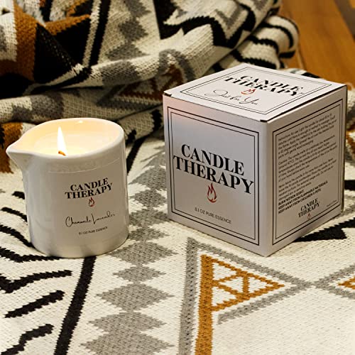 Candle Therapy Massage Oil Candles with Spout, 8.1 oz Natural Moisturizing Lotion Candle for Relaxing Body Candle, Low Temp Massaging Candle (Lavender Chamomile)