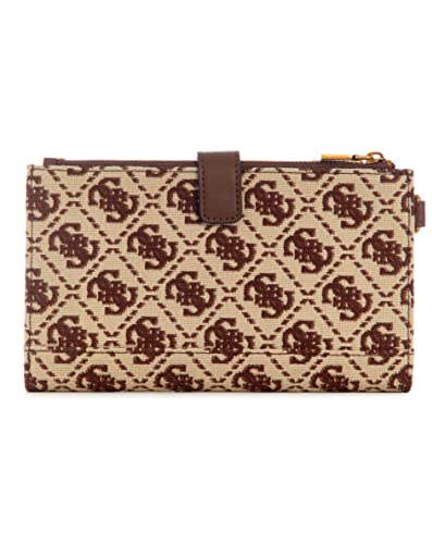 GUESS Izzy Double Zip Organizer Wallet, Brown Logo
