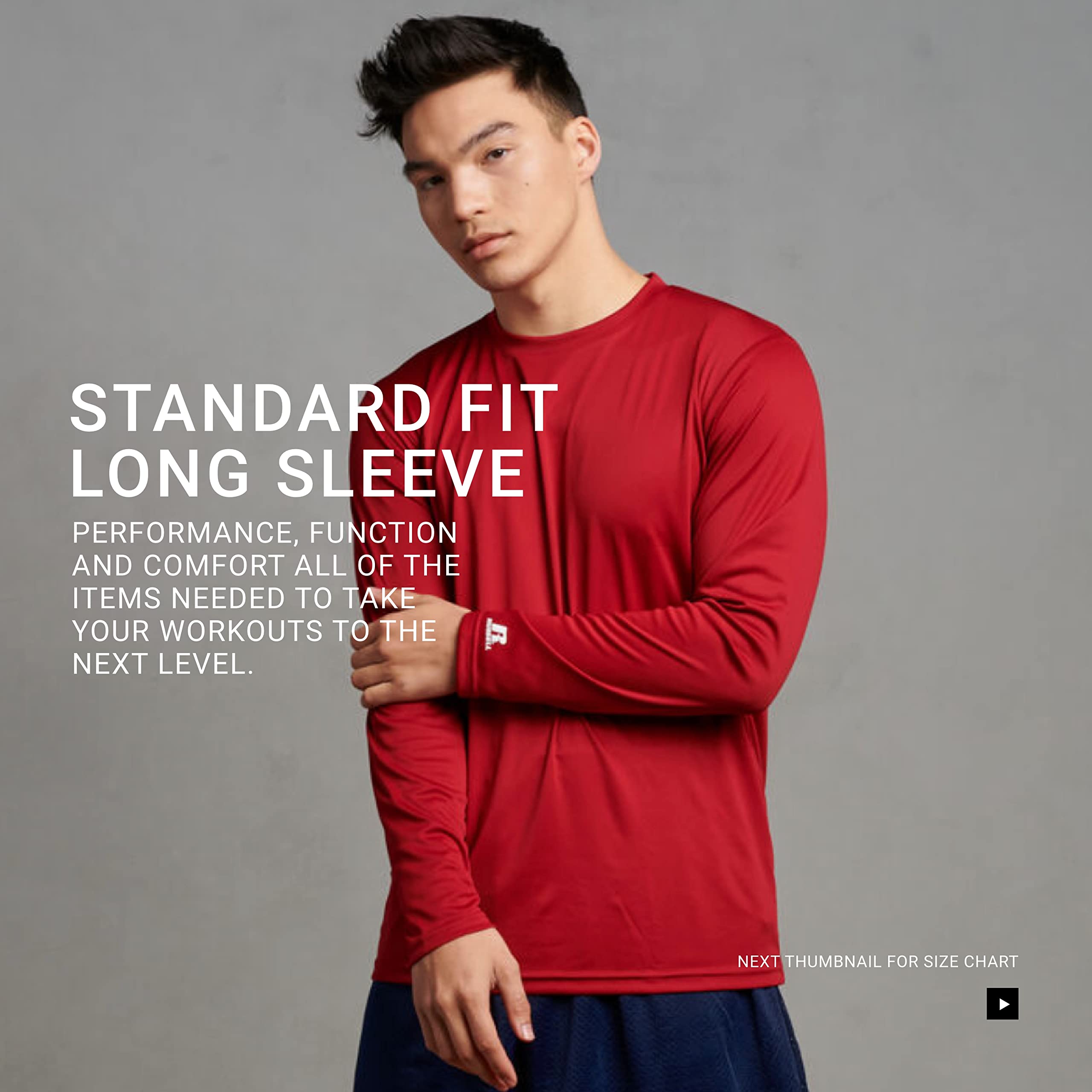 Russell Athletic Men's Long Sleeve Performance Tee, Black, X-Large
