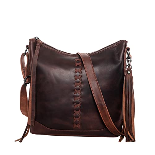 Locking Concealed Carry Purse Blake Leather Crossbody for Large-Frame Handgun (Dark Mahogany)