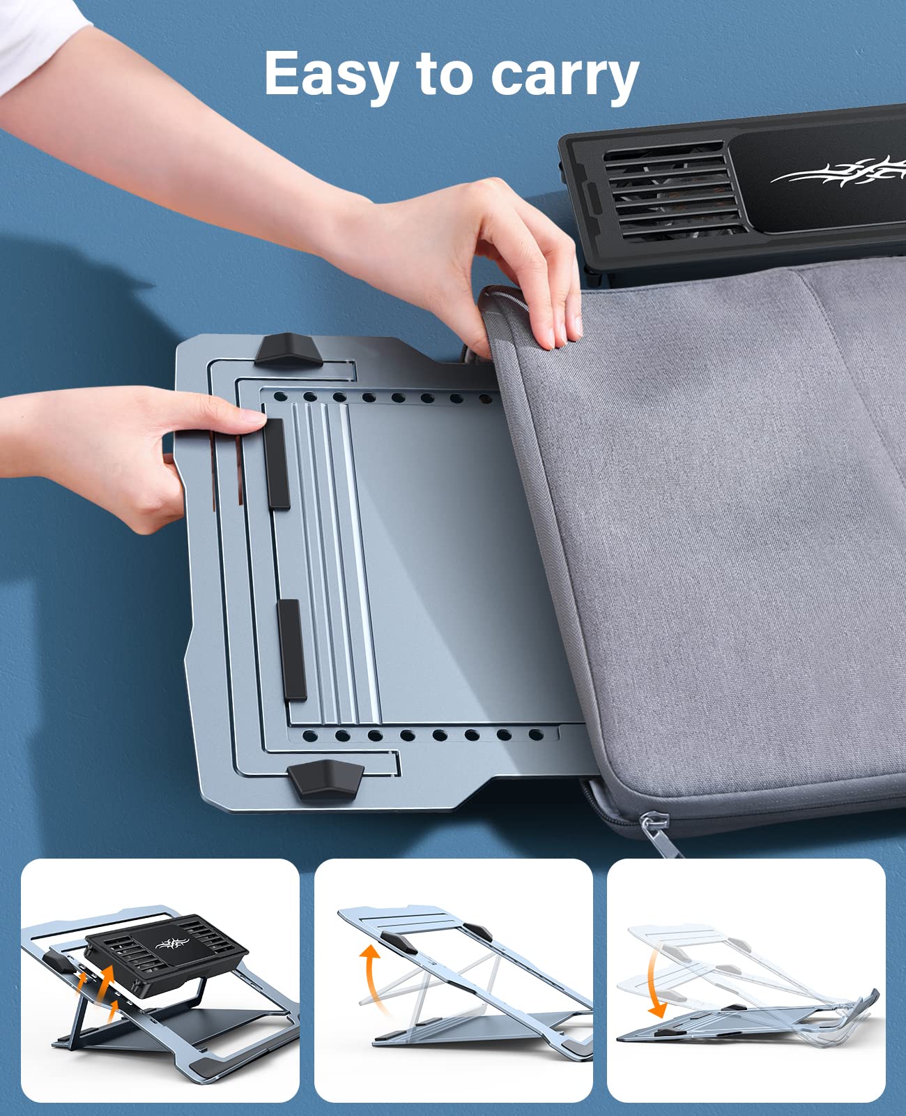 Laptop Stand, FOFOTOSS Adjustable Laptop Cooling Pad, Aluminum Laptop Cooler Stand for Desk, Multi-Angle Stand Compatible with MacBook Air Pro, All Notebooks 10-15.6" 【Semiconductor Refrigeration】