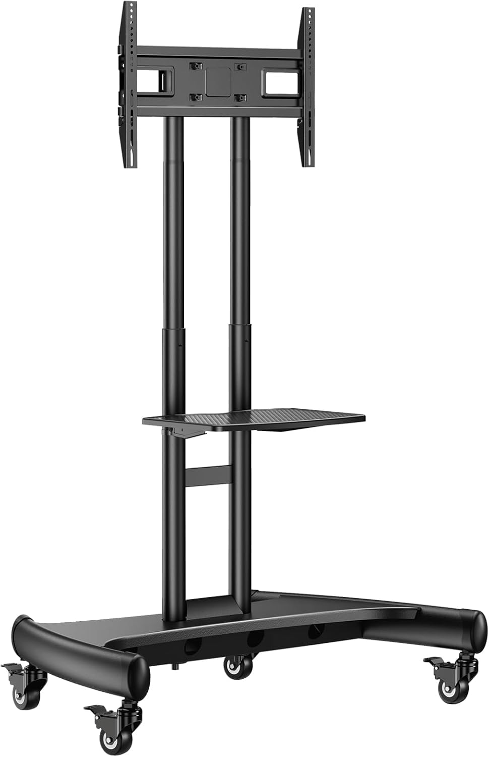 Mobile TV Cart for 32-75 Inch Flat/Curved LED/LCD/OLED TVs Rolling TV Stand with Height Adjustable Shelf Max VESA 600x400mm up to 100lbs-Outdoor TV Stand Trolley with Wheels- PGTVMC05