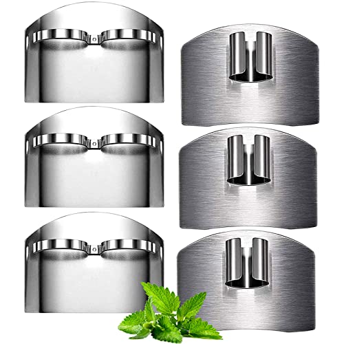 Finger Protector for Cutting Food,6 Pcs Finetaur Finger Guard for Cutting Vegetables,Stainless Steel Finger Shield for Cutting Slicing Chopping Kitchen Finger Guard for Cooking(Double & Single Finger)