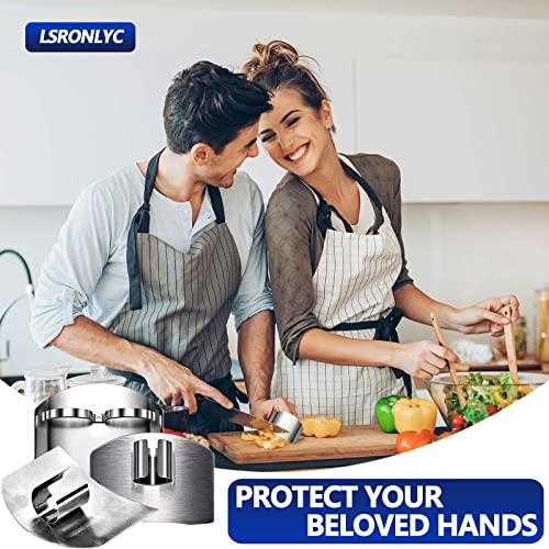Finger Protector for Cutting Food,6 Pcs Finetaur Finger Guard for Cutting Vegetables,Stainless Steel Finger Shield for Cutting Slicing Chopping Kitchen Finger Guard for Cooking(Double & Single Finger)