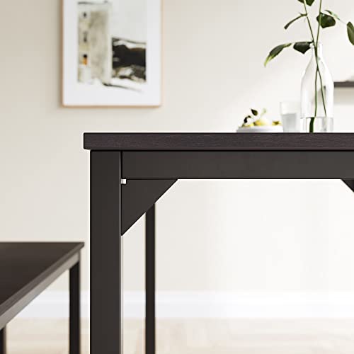IMUsee 45" Dining Table Set for 4, 3-Pieces Kitchen & Dining Room Sets with Benches, Metal Frame and Wood Board, Sturdy Structure, Easy Assembly, Small Space Dinette, Black & Black
