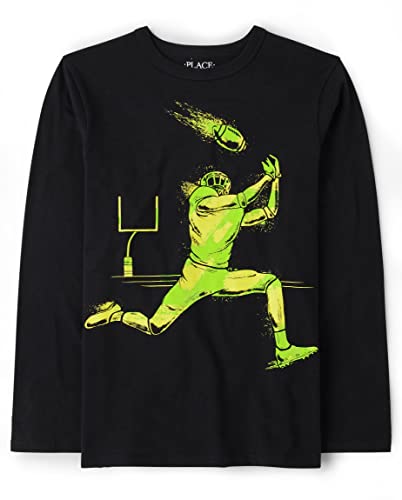 The Children's Place Boys Sports Long Sleeve Graphic T-Shirts Neon Football Small