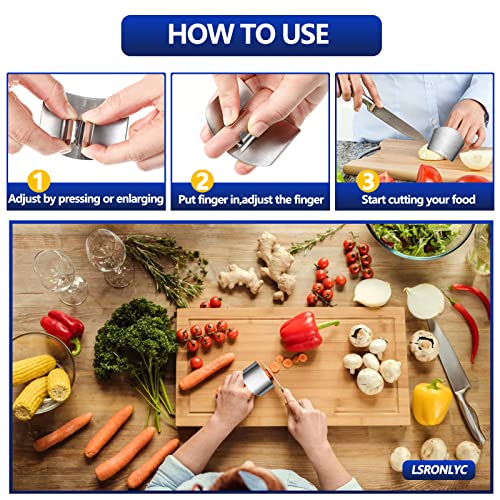 Finger Protector for Cutting Food,6 Pcs Finetaur Finger Guard for Cutting Vegetables,Stainless Steel Finger Shield for Cutting Slicing Chopping Kitchen Finger Guard for Cooking(Double & Single Finger)