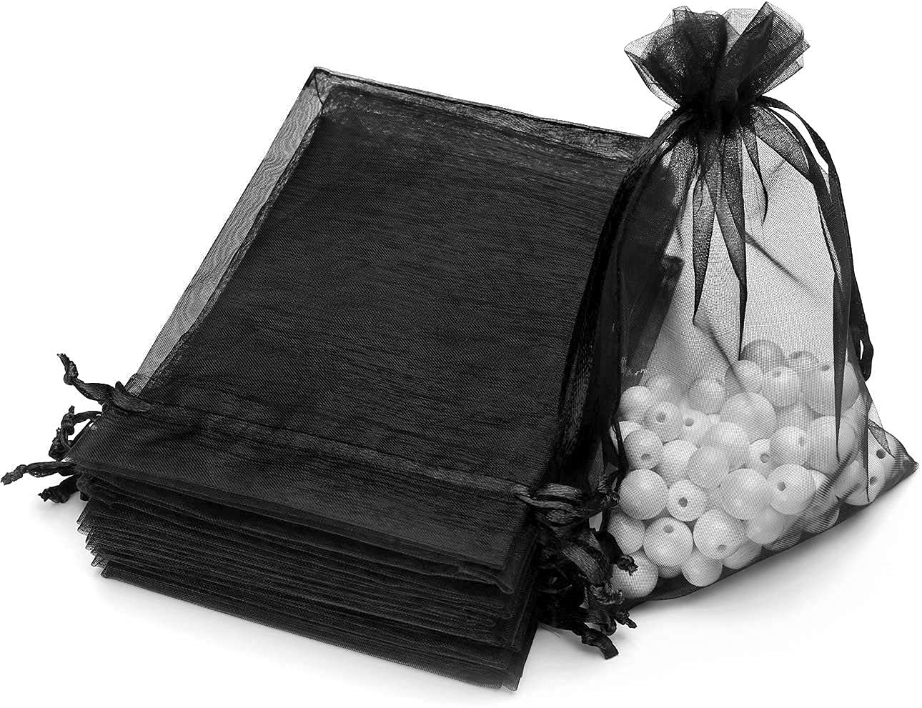 Akstore 100PCS 4x6 (10x15cm) Drawstring Organza Jewelry Favor Pouches Wedding Party Festival Gift Bags Candy Bags (Ivory)
