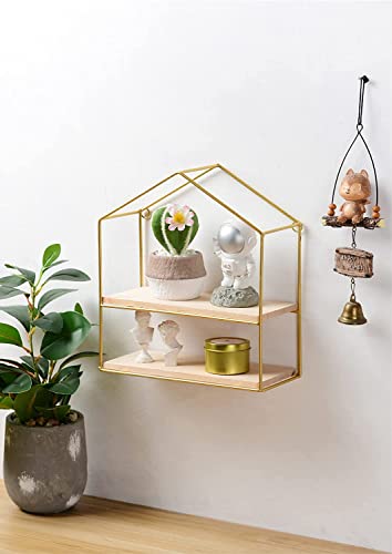Westville Floating Shelves - Wall Mounted Home Shaped Floating Shelf with Solid Wood Board - Decorative Wall Shelves for Home Decor, Room Decor, Kitchen, Bedroom (4" D x 10" W x 10" H)
