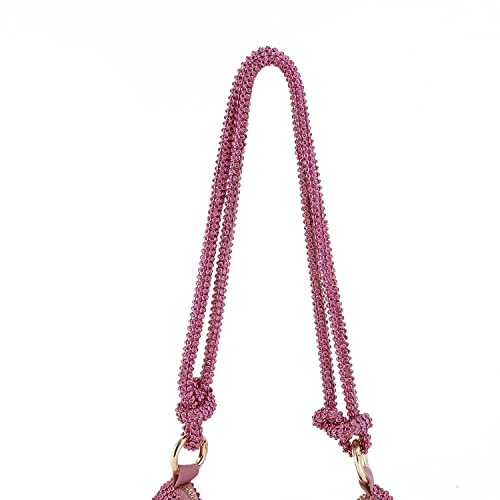 Women's Evening Bag Sparkly Rhinestone Purse Bling Chain Clutch Purse(Small Pink)