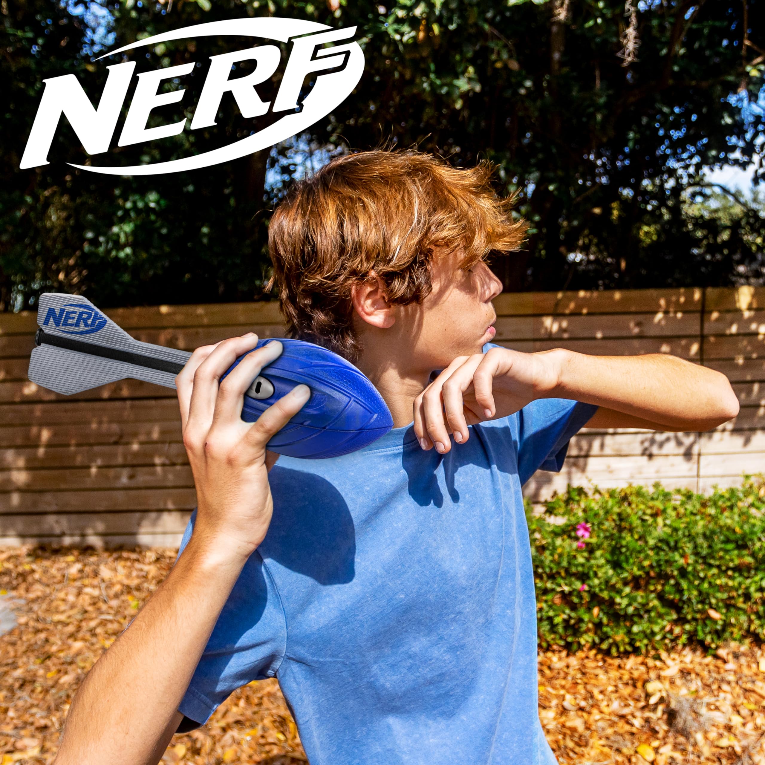 Nerf Vortex Aero Howler Foam Ball β Classic Long-Distance Football - Flight-Optimizing Tail - Hand Grip β Indoor and Outdoor Fun (Blue)