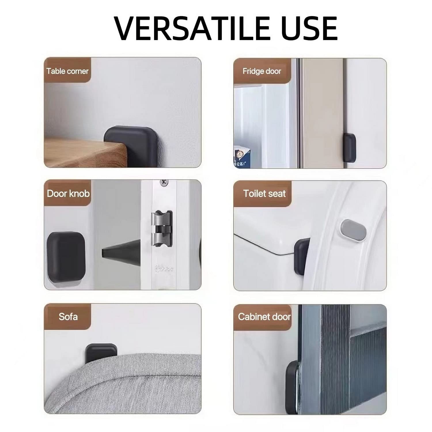 Door Stoppers Wall Protector - Silicone Door Knob Guard Wall Shield - Self-Adhesive Door Handle Bumper Silencer for Home & Office Walls (White, Gray, Black)