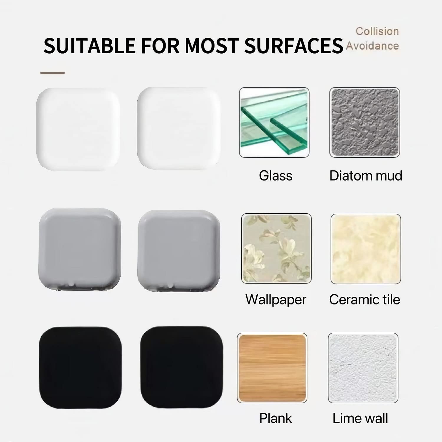 Door Stoppers Wall Protector - Silicone Door Knob Guard Wall Shield - Self-Adhesive Door Handle Bumper Silencer for Home & Office Walls (White, Gray, Black)