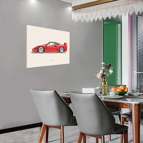 Car Poster Ferrari F40 Supercar Posters Racing Car Canvas Wall Art For Boy's Bedroom SuperCar Wall Decor Frame-style 24x16inch(60x40cm)