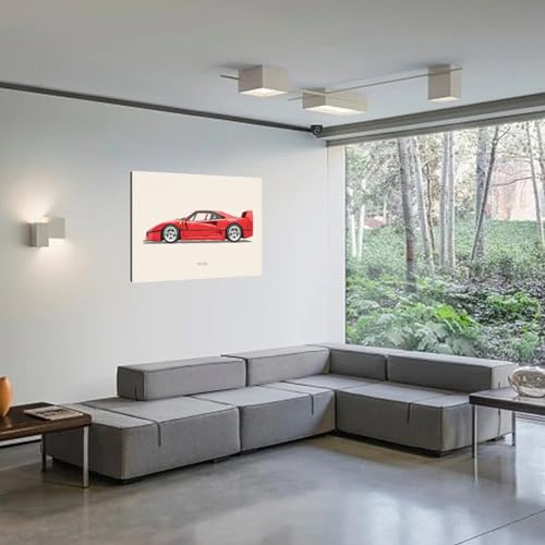 Car Poster Ferrari F40 Supercar Posters Racing Car Canvas Wall Art For Boy's Bedroom SuperCar Wall Decor Frame-style 24x16inch(60x40cm)