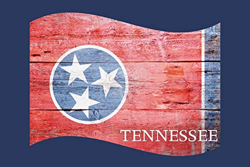 Rustic Tennessee State Flag, Contour (Canvas Deluxe Tote Bag, Faux Leather Handles & Zip Pocket)