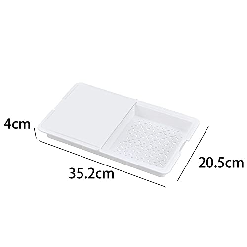 GULRUH Wood Cutting Boards for Kitchen, Foldable Food Cutting Board 3 in 1 Cutting Board Plastic Basket Drain Tray Multifunctional Kitchen Table Durable and Non-Greasy Kitchen Tool (Color : White)