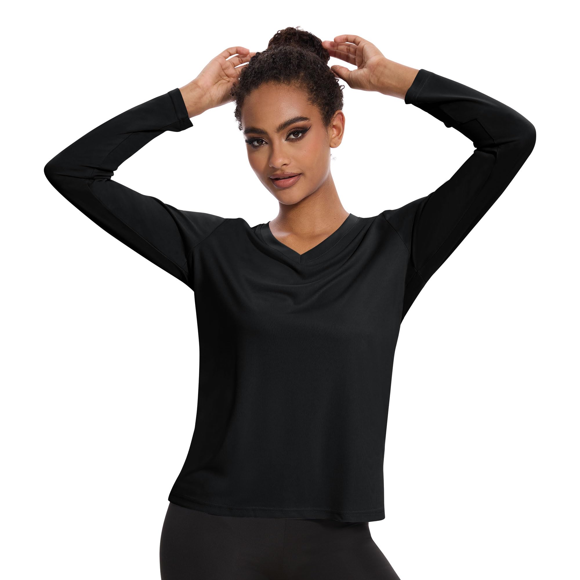 4-7 Pack Long Sleeve Shirts for Women,Moisture Wicking Shirts Long Sleeve Workout Tops for Women V Neck Hiking T-Shirts