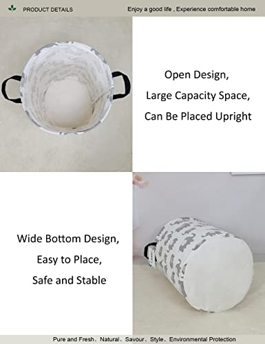 ONOEV 2 Pack Round Fabric Storage Bin,Decorative Basket,Organizer Basket with Handles,for Clothes Storage,books and sundries (2 Pack grey elephant)