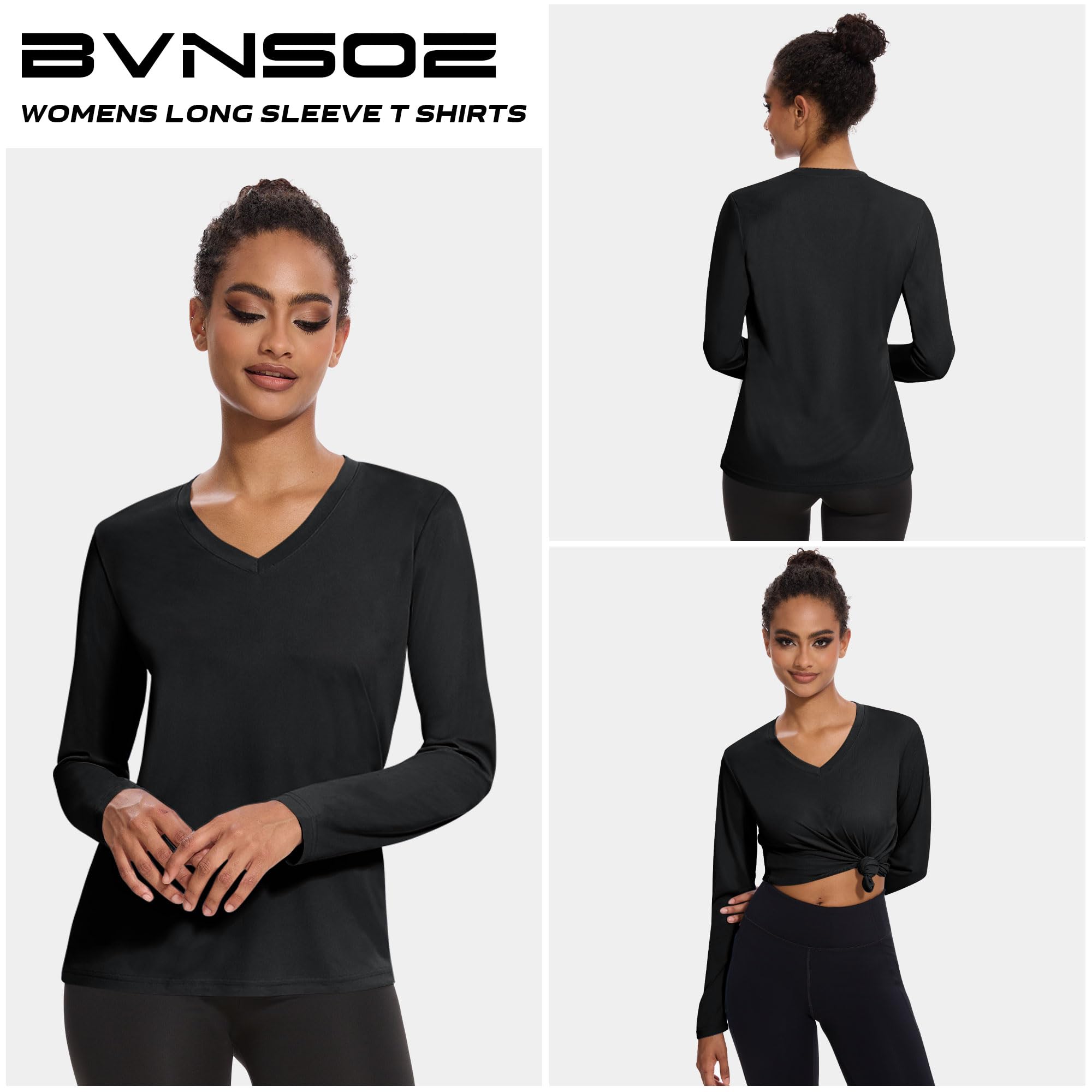 4-7 Pack Long Sleeve Shirts for Women,Moisture Wicking Shirts Long Sleeve Workout Tops for Women V Neck Hiking T-Shirts