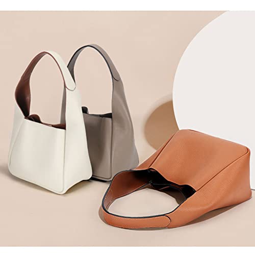 Women Hobo Handbag Soft Leather Bucket Shoulder Purse Designer Fashion Tote Bag for Work Travel Shopping, Light Tan