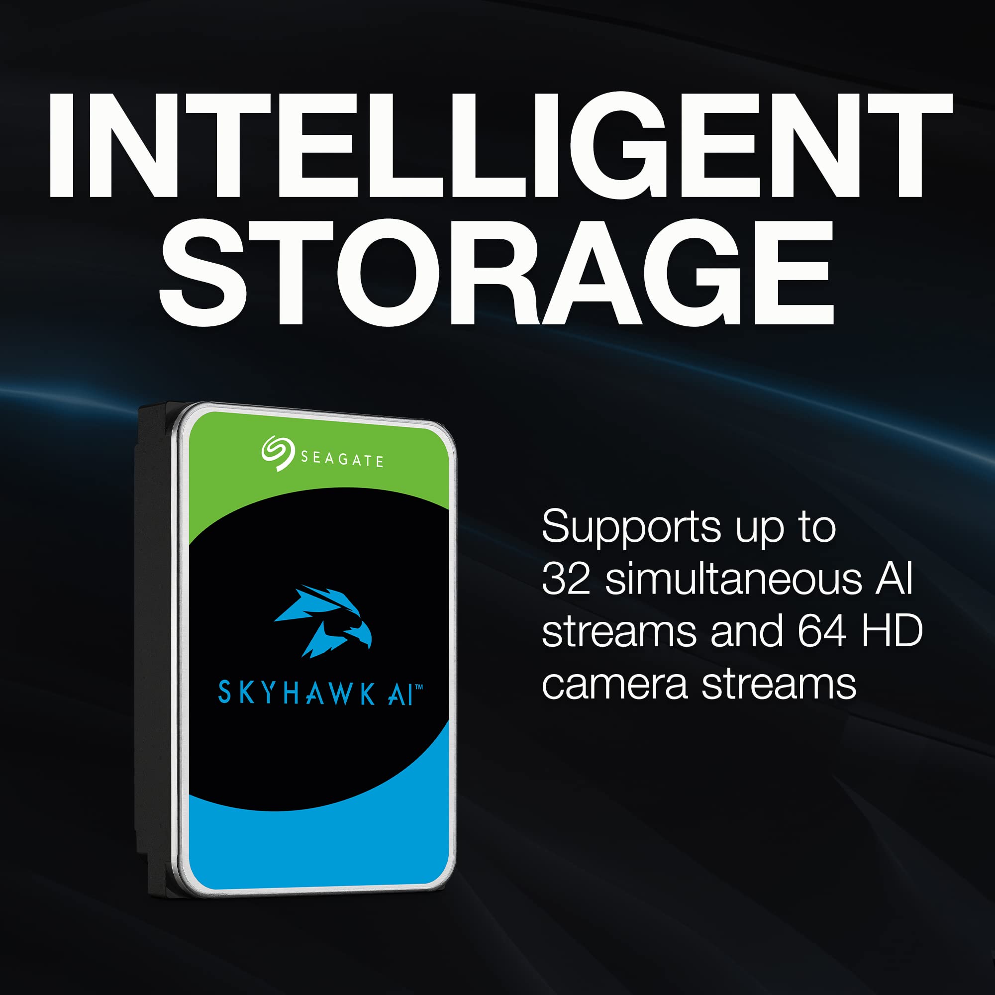 Seagate Skyhawk AI 20TB Video Internal Hard Drive HDD – 3.5 Inch SATA 6Gb/s 256MB Cache for DVR NVR Security Camera System with in-House Rescue Services (ST20000VEZ02/002)