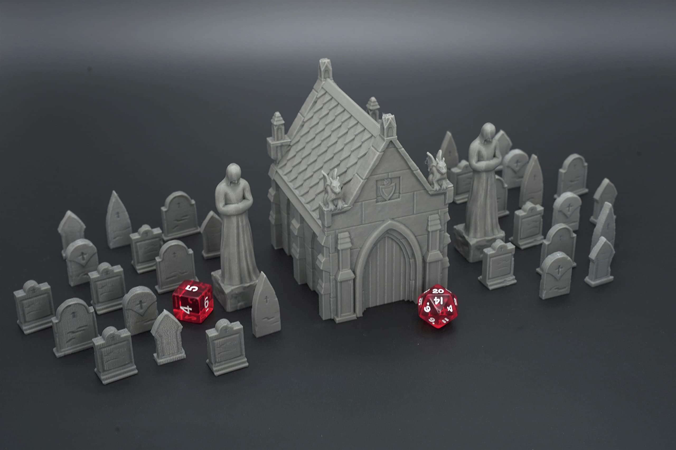 EnderToys Mausoleum Graveyard Scene, Terrain Scenery for Tabletop 28mm Miniatures Wargame, 3D Printed and Paintable