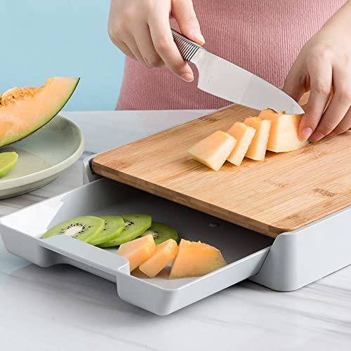 GULRUH Wood Cutting Boards for Kitchen, Eco-Friendly Kitchen Chopping Board, Plastic Drawer Type Cutting Board ,Kitchen Accessories Wooden