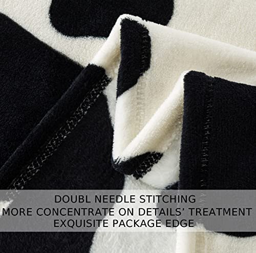 Flannel Fleece Cow Print Blanket King Size - Premium Anti-Static Super Soft Cozy Plush, Lightweight Microfiber Winter Warm Cow Print Throw Blanket for Couch Sofa Bed 90" x 108"(Black Cow King)