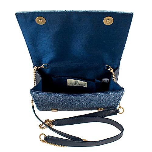 Mary Frances Solar System Beaded Sun and Moon Crossbody Clutch Handbag, Blue