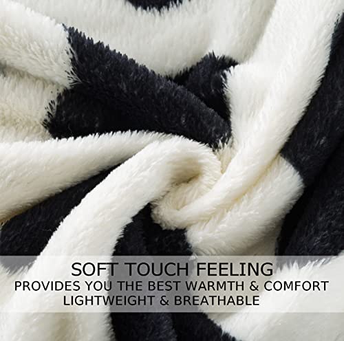 Flannel Fleece Cow Print Blanket King Size - Premium Anti-Static Super Soft Cozy Plush, Lightweight Microfiber Winter Warm Cow Print Throw Blanket for Couch Sofa Bed 90" x 108"(Black Cow King)