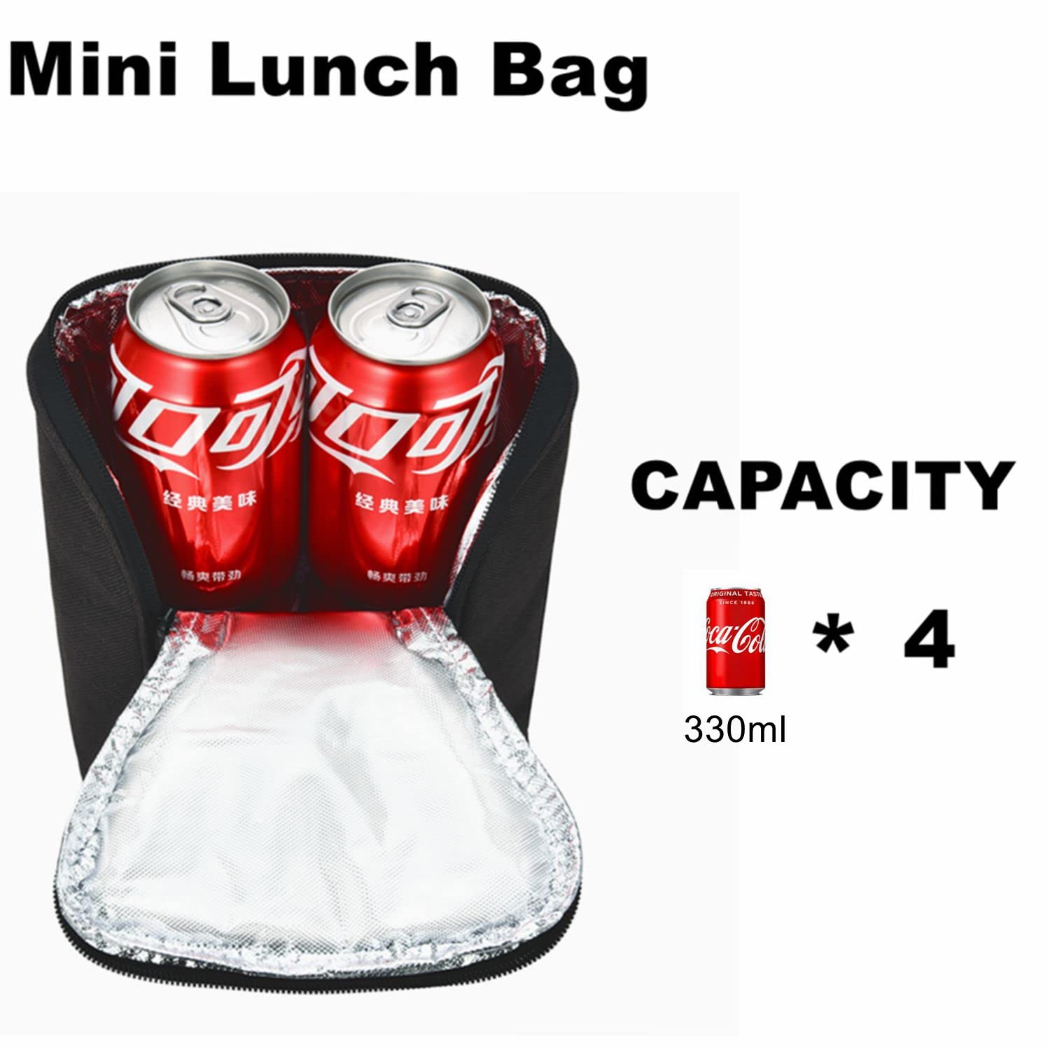 Lightweight Insulated Mini Lunch Bag,Cooler Lunch Box For Women,Men , Compact Lunch Pail for Office Black.¡