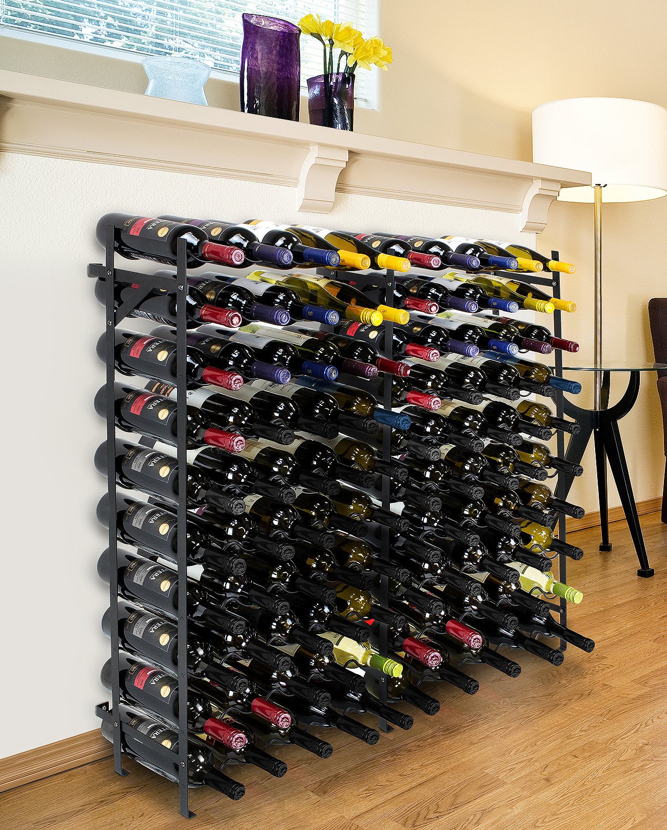 Sorbus Wine Rack Free Standing Floor Stand - Racks Hold 75 Bottles of Your Favorite Wine - Large Capacity Elegant Wine Storage for Any Bar, Wine Cellar, Kitchen, Dining Room, etc (100 Bottles)