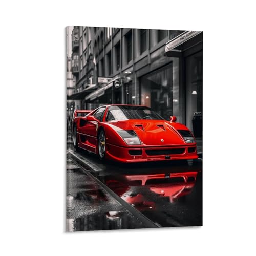 Car Poster Ferrari F40 Supercar Posters Racing Car Canvas Wall Art For Boy's Bedroom SuperCar Wall Decor Frame-style 16x24inch(40x60cm)